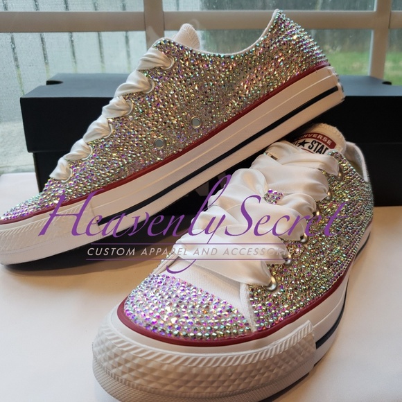 Converse | Shoes | Custom Blinged Low Top Classic White Converse | Poshmark
